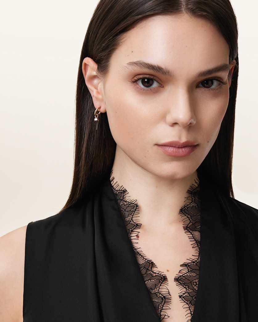 Laio Spike Hoop Earrings WARM BRASS/BLACK | ALLSAINTS